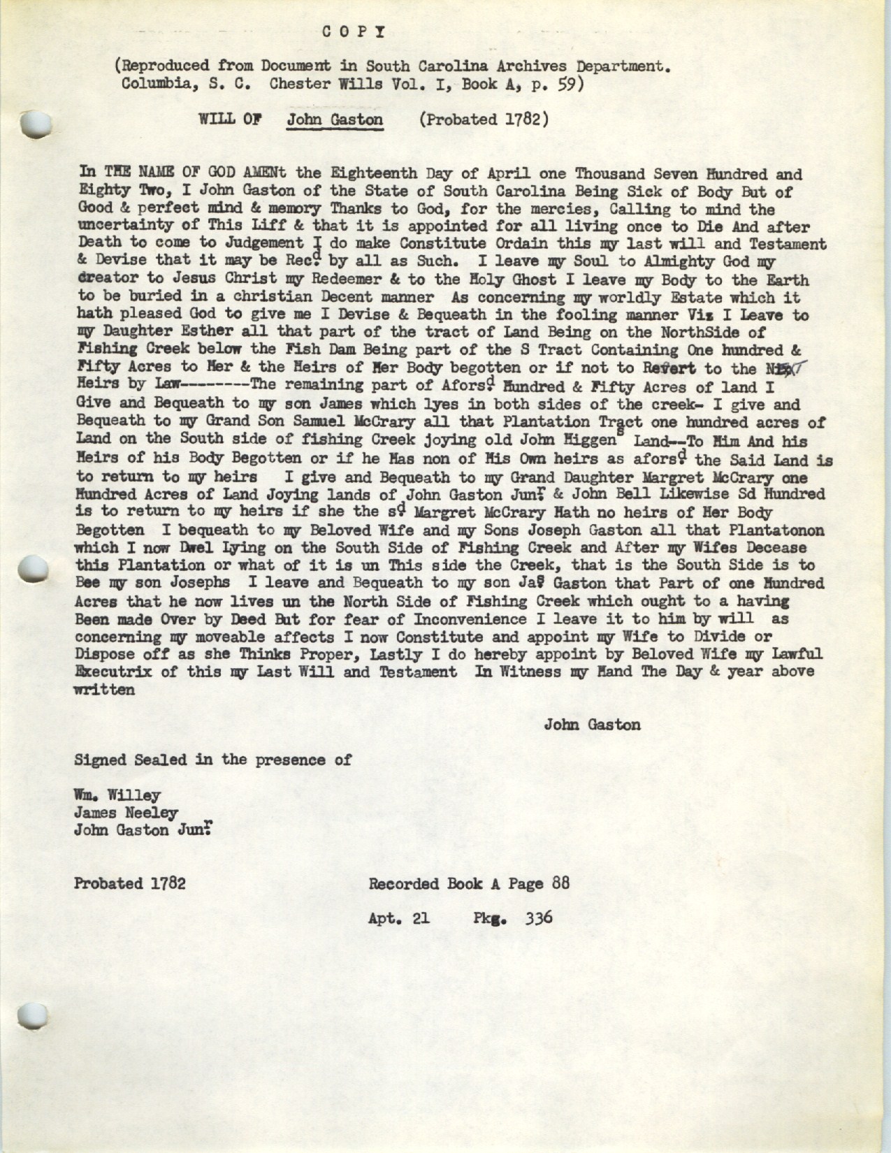 Justice John Gaston & Esther Waugh – Lundeen Family Tree