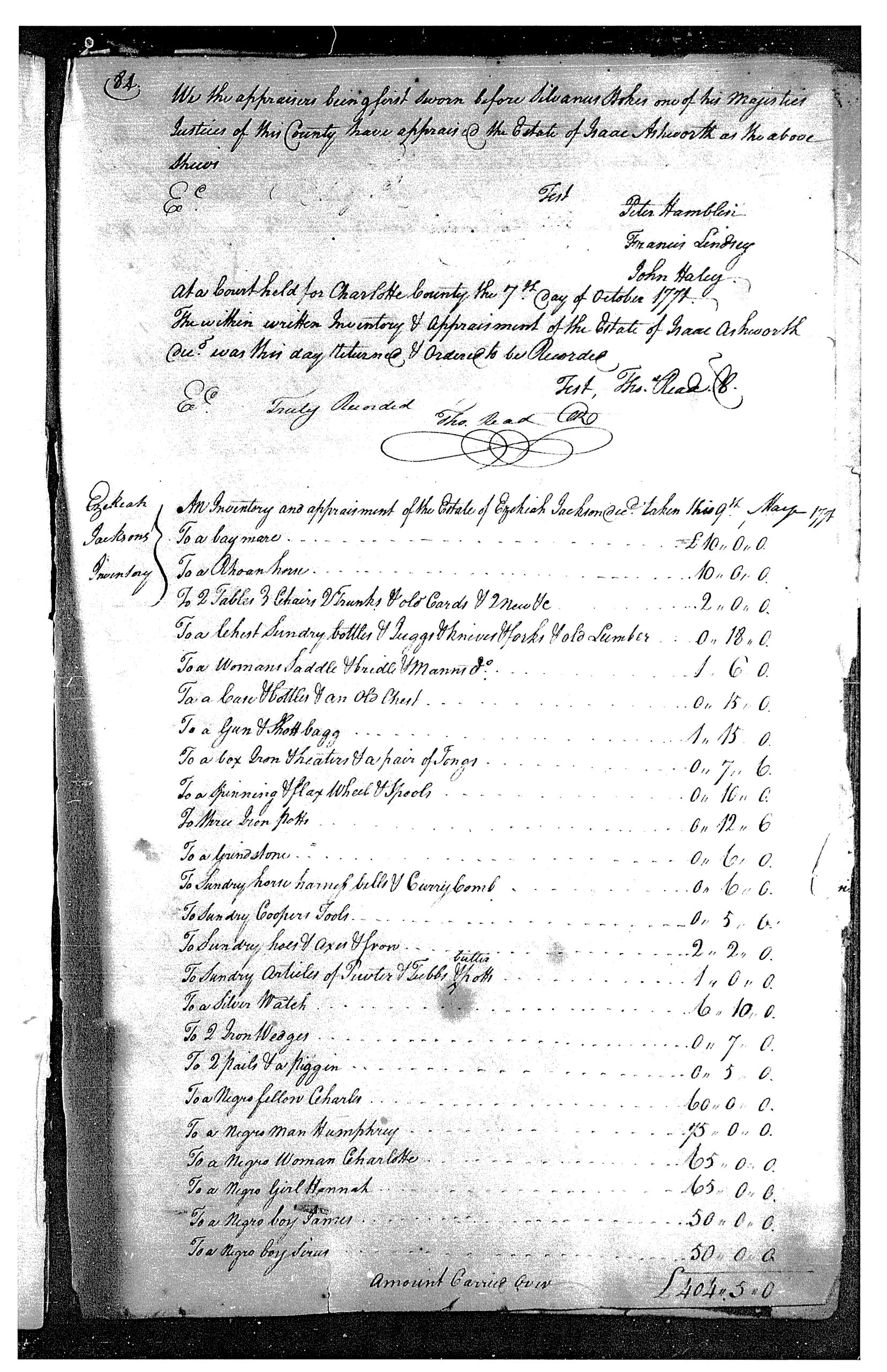 Hezekiah Jackson & Elizabeth Pamplet – Lundeen Family Tree